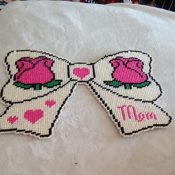 handcrafted | Accents | Handcrafted Bow With Pink Roses And Hearts ...